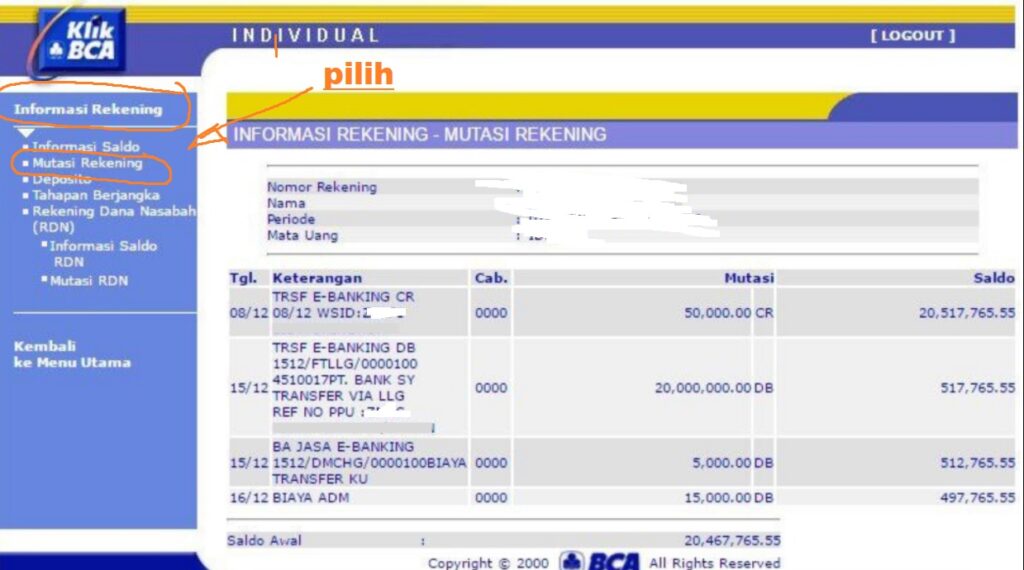 Cara Cek Mutasi BCA via ATM Terbaru - Katalogue.id